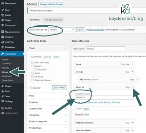 Edit a page name in WordPress - Kaydee Web