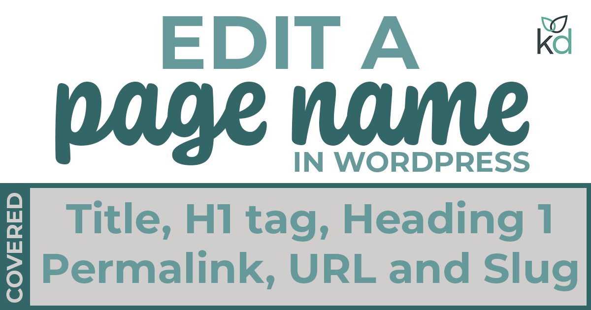 Edit A Page Name In WordPress Change A Title URL And Menu